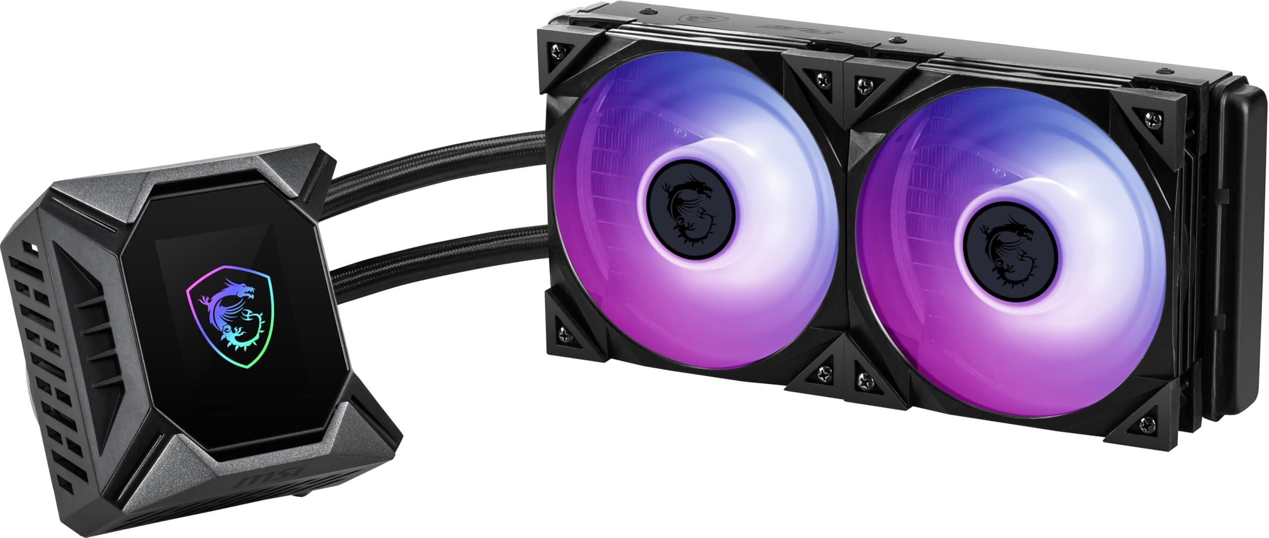 MSI MPG CORELIQUID K240 V2 AIO CPU Liquid Cooler - LCD Pump with 60mm Fan, 2 x 120mm ARGB Fans, Evaporation-Proof Tubing, GI Cooling & Mystic Light Software Support - AMD & Intel Socket Compatible