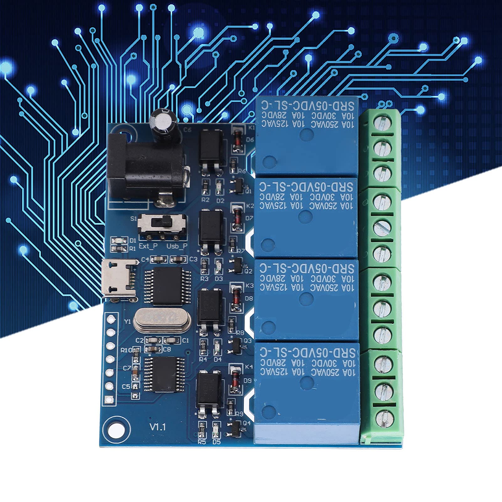 RANNYY USB Relay Module,DC5V 4 Channel Relay Module USB Computer Control Relay Switch High Performance Chip LCUS-4