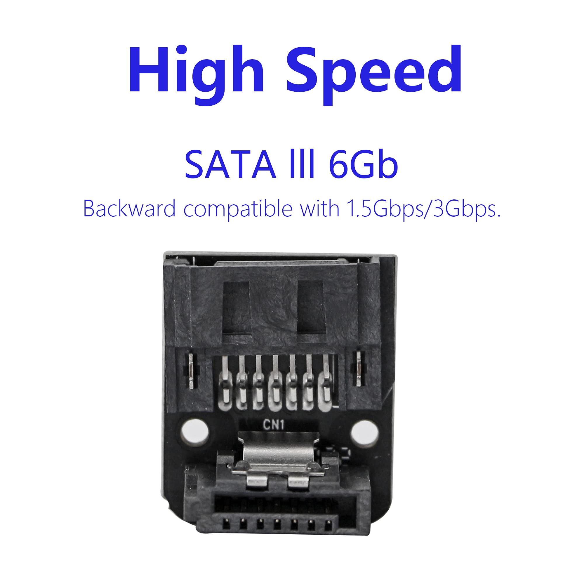 CERRXIAN 90 Degree SATA Adapter, Up Angle SATA 7Pin Male to Female Converter for Motherboard Desktops Computer SSD HDD(UP/Front)(2-Pack)
