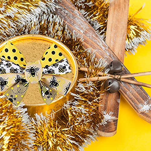 6 Rolls 40 Yards Bee Ribbon Wired Edge Ribbon Honeybee Ribbon for Crafts Wrapping Easter Party Decorations Bee Themed Decorations Bee Baby Birthday Party Supplies