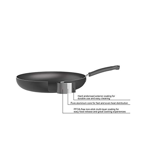 Amazon Basics Hard Anodized Non-Stick 3-Piece Skillet Set, 8-Inch, 9.5-Inch and 11-Inch, Black