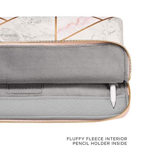 Comfyable Tablet Sleeve Compatible for iPad Pro 12.9 inch M2 2022 M1 2021 2020 & Smart/Magic Keyboard with Pencil Holder - PU Leather Bag Waterproof Slim Protective Cover Case - Geometric Marble