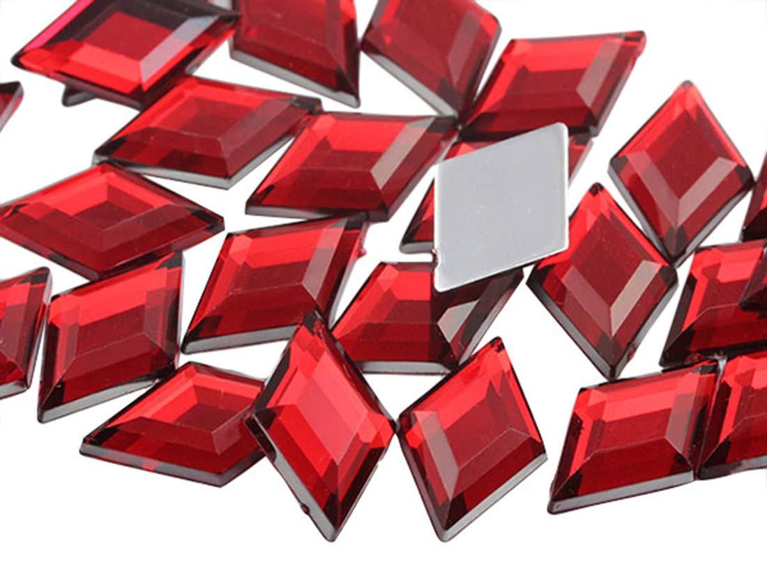 11x18mm Flat Back Diamond Acrylic Rhinestones Plastic Gems for Jewelry Making Costume Jewels Cosplay Embelishments - 35 Pieces (Red Ruby H103)
