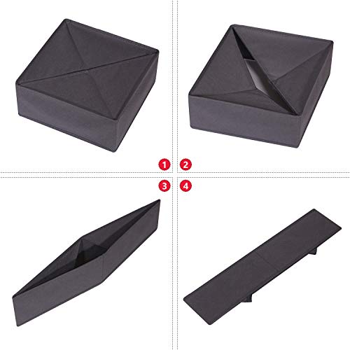 DIOMMELL 6 Pack Foldable Cloth Storage Box Closet Dresser Drawer Organizer Fabric Baskets Bins Containers Divider for Clothes Underwear Bras Socks Lingerie Clothing, Dark Grey 22-2000