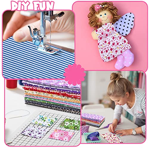 100 Pcs Cotton Fabric Square Patchwork Fabrics Craft Fabric Scraps Cotton Quilting Fat Flower Animals Cartoon Fabric Bundles Patchwork for Kids DIY Craft Sewing Cloths (10 Inch)