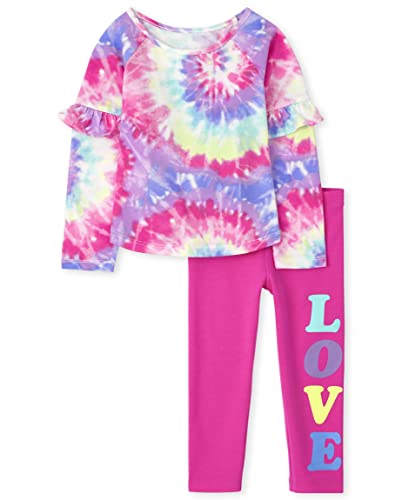 The Children's Place baby girls The Children's Place and Toddler Long Sleeve Top Knit Sets Leggings, Neon Fairy Purple, 3T US