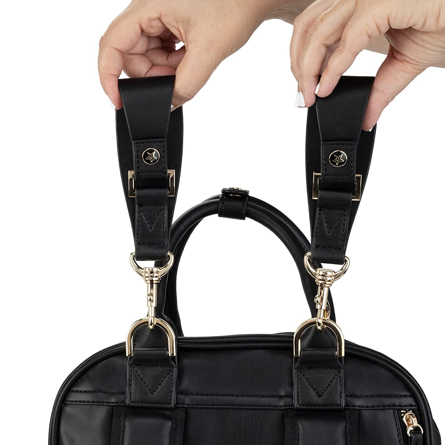 JuJuBe | Million Pockets Vegan Leather Diaper Bag Backpack - Large Travel Backpack for Women | Black Catwalk