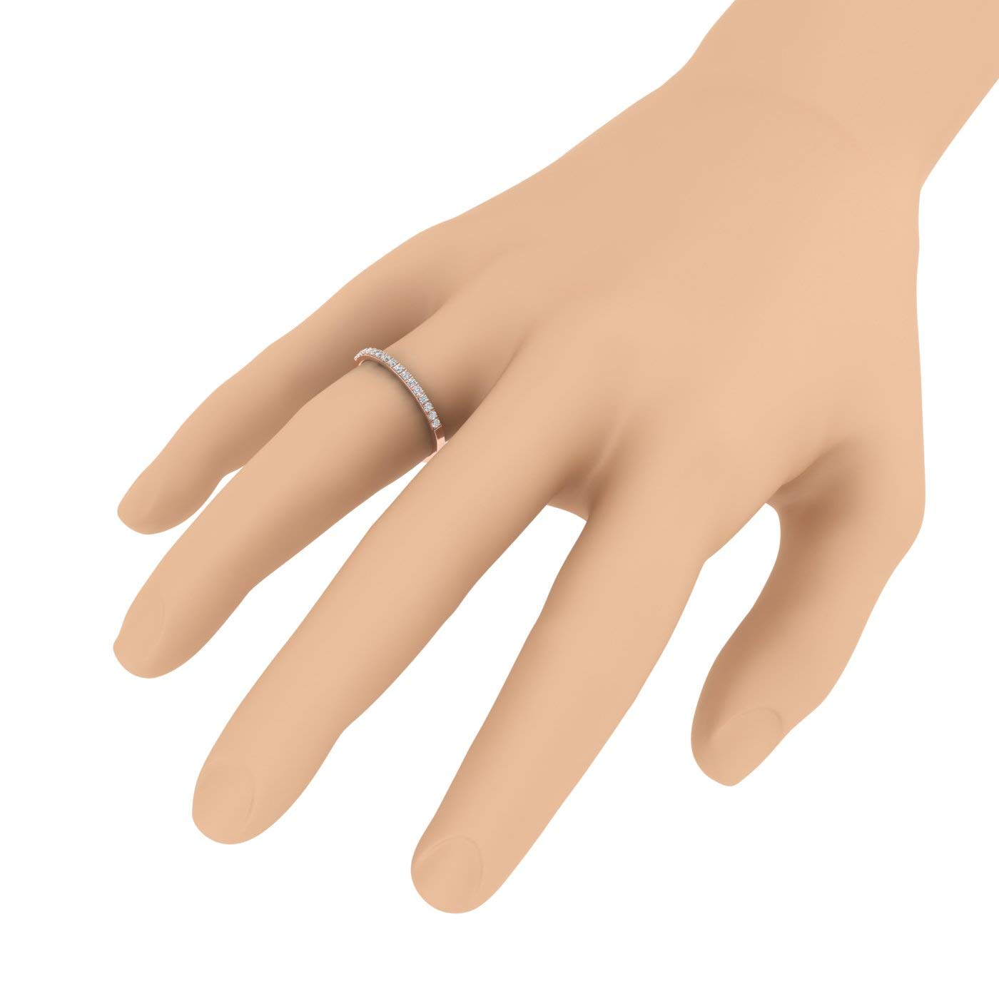 10K Rose Gold Diamond Semi-Eternity Wedding Band Ring (0.15 Carat) (Ring Size 7)