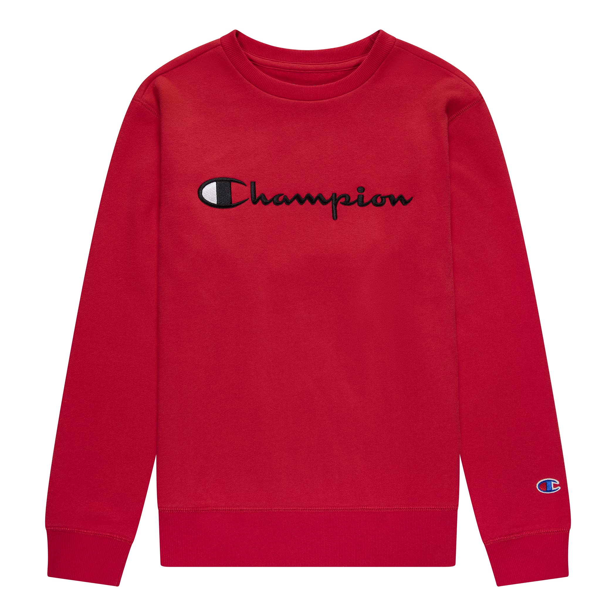 Champion Boys Two Piece Classic Core Colors Hooded And Crewneck Sweatshirt And Fleece Jogger Sweatpants Infant Toddler Sets (12 Months, Scarlet/Crew)