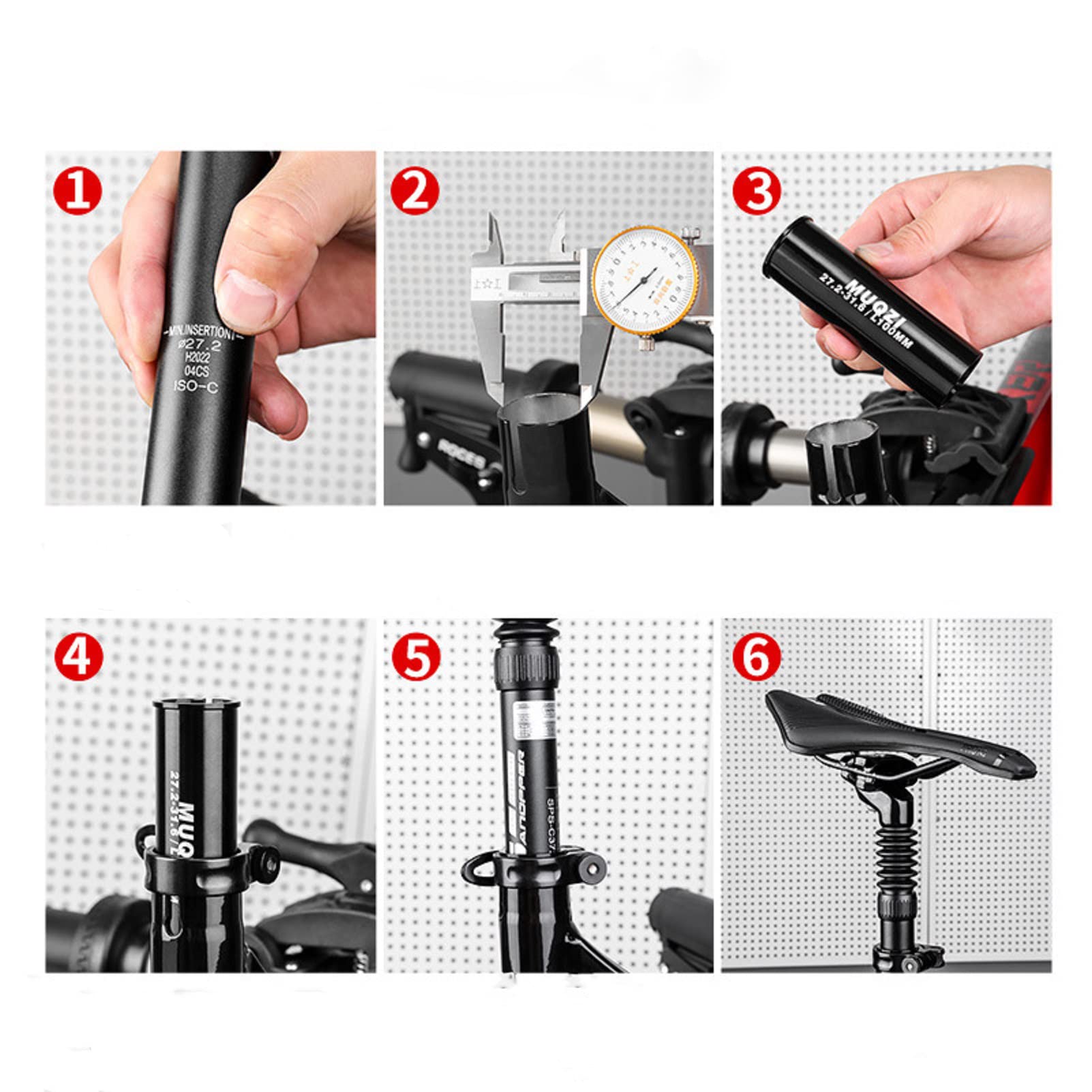 100mm Bike Seat Post Shim Aluminum Alloy Bicycle Seatpost Tube Adapter for MTB,Mountain,City Bike,Road Bike (27.2-28.6mm)