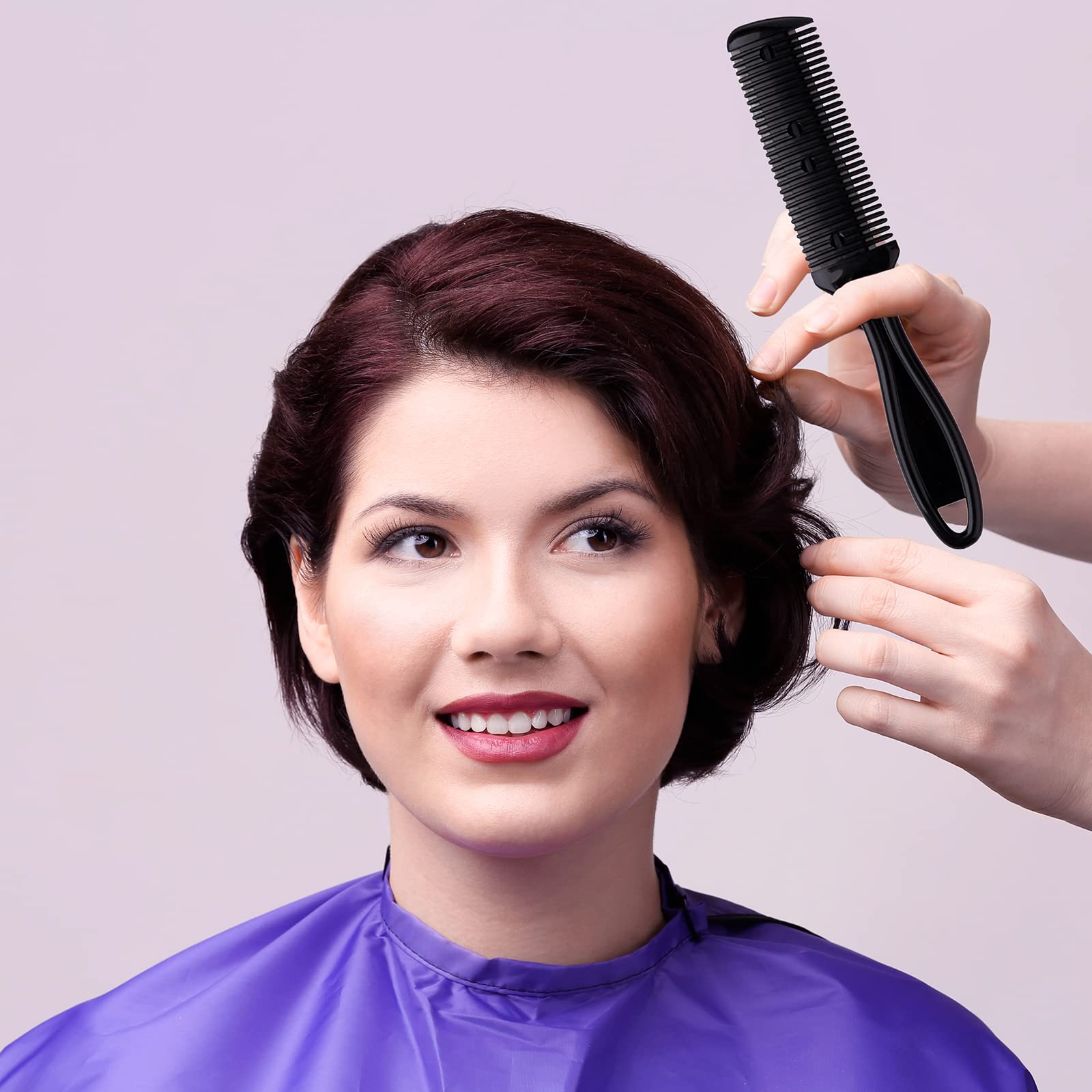 5Pcs Professional Trimmer Razor Dual Side Scissors for Hair Thinning, Slim Haircuts & Barber Grooming - Comb, Brush, Double Edge Blade in 5 Colors