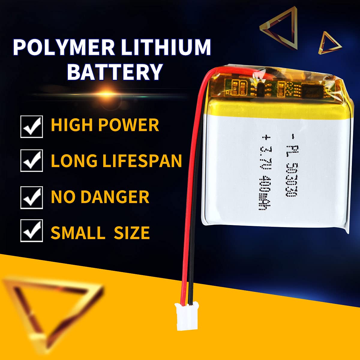 AKZYTUE 3.7V 400mAh 503030 Lipo battery Rechargeable Lithium Polymer ion Battery Pack with JST Connector