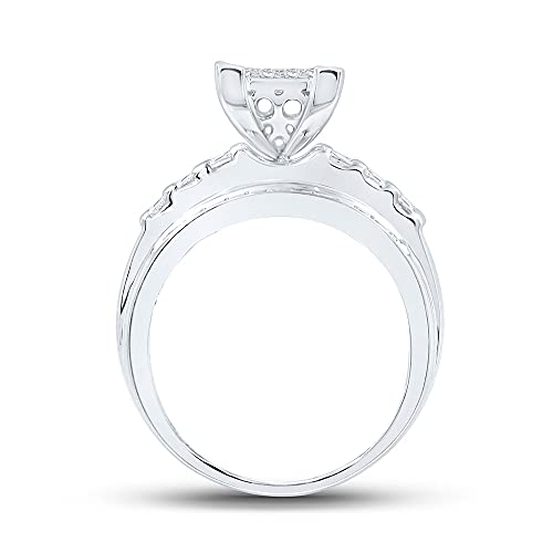 10kt White Gold Round Diamond Bridal Wedding Engagement Ring 7/8 Cttw