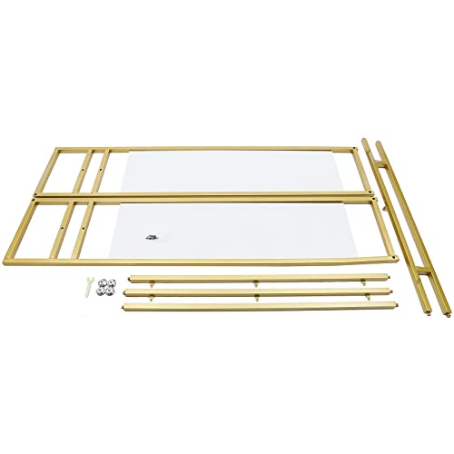 2 Tier Gold Clothes Storage Stand Rack Clothes Display Rack Heavy Duty Metal Closet Organizer Large Capacity Garment Rack with Hanging Rods for Wedding Bedroom Store Clothing Organizer(180 cm)