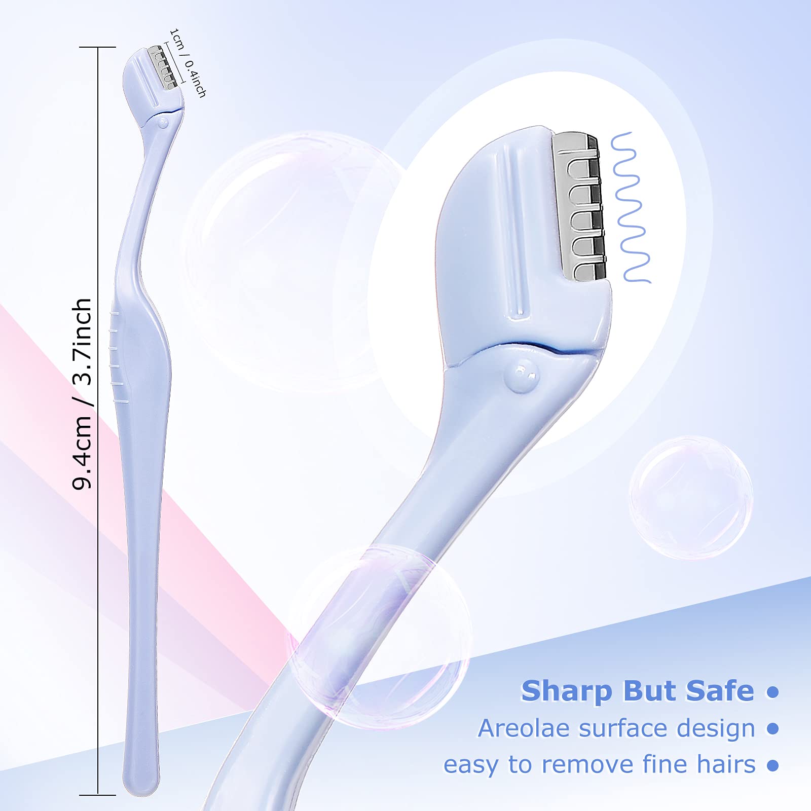 Eyebrow Razor Mini Eyebrow Razor Trimmer Female Face Shaver Lip Hair Remover with Precision Cover Small Shaver for Women Makeup Face Care Tools(Clear, Clear Purple, Light Blue)