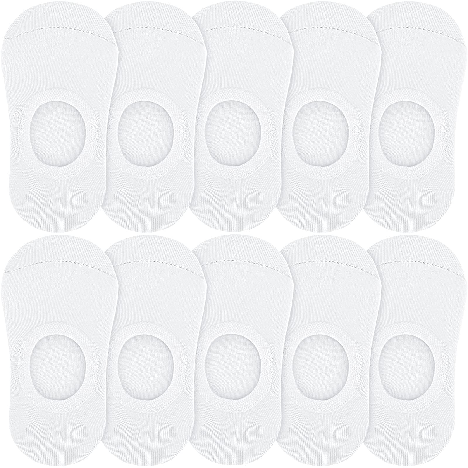 KEREDA 10 Pairs Kids No Show Socks for Girls Boys Low Cut Socks 7-9 Years White