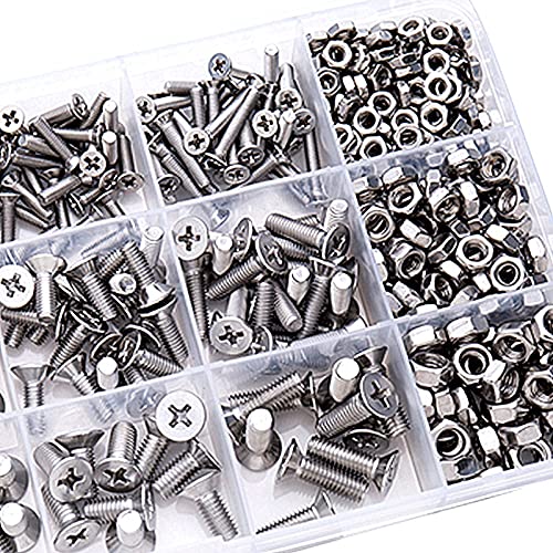 MUMUJJ Countersunk Machine Screws, Flat Head Phillips Machine Screws and Hex Nuts Kit for Laptop Notebook Computer Replacement Screws Kit