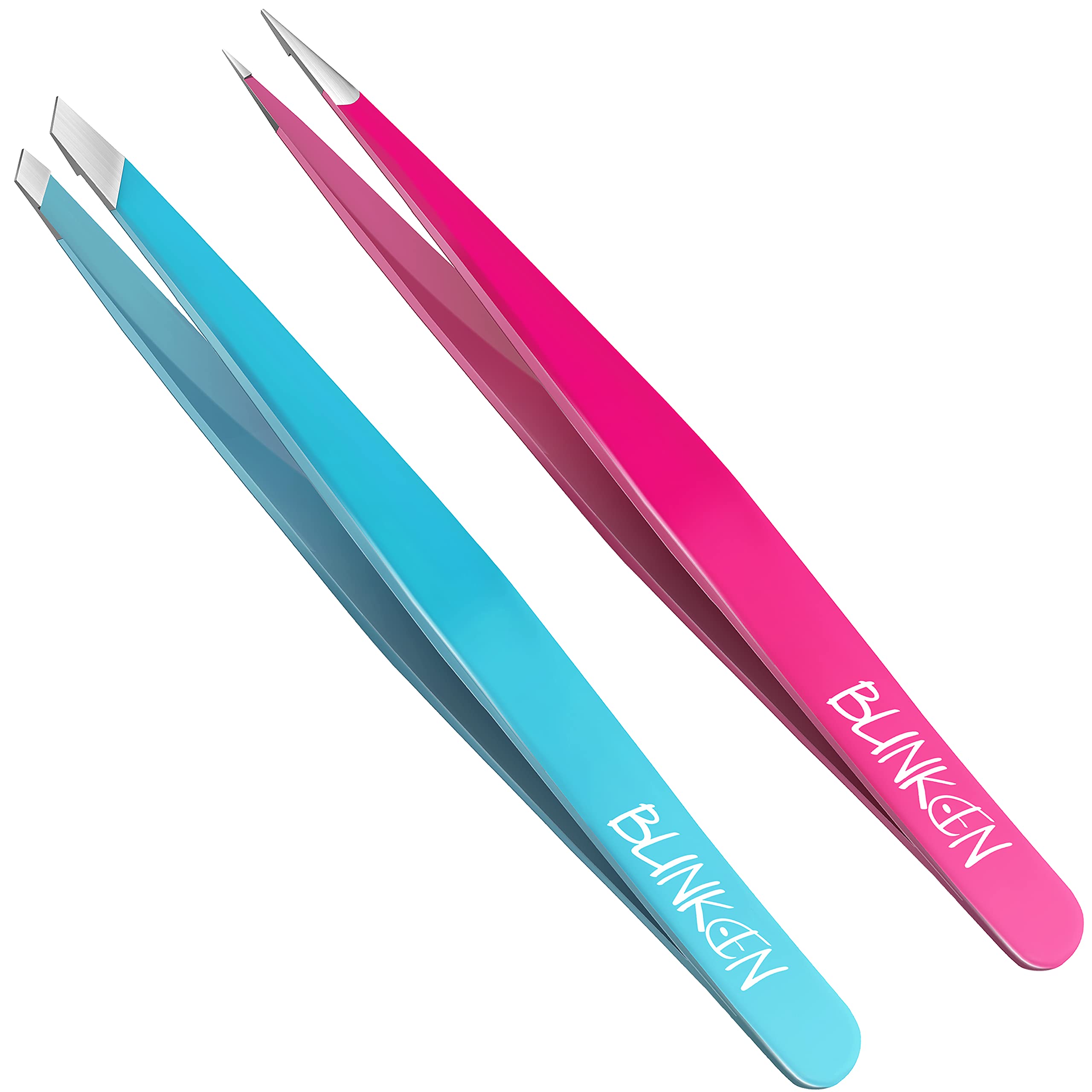 Tweezers for Eyebrows,Blinkeen 2 Pack Tweezer Set,Precision Tweezers for Ingrown Hair/blackhead/craf/splinter,Professional Eyebrow Tweezers.