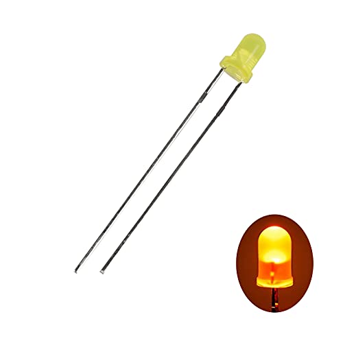Brilinker 50 Pcs 3mm LED Light Emitting Diodes Bulb LED Lamp- Clear and Transparent DC 6V-13V 20mA with Resistance- DIY Science Project Electronics Components Lighting Kit (Yellow)