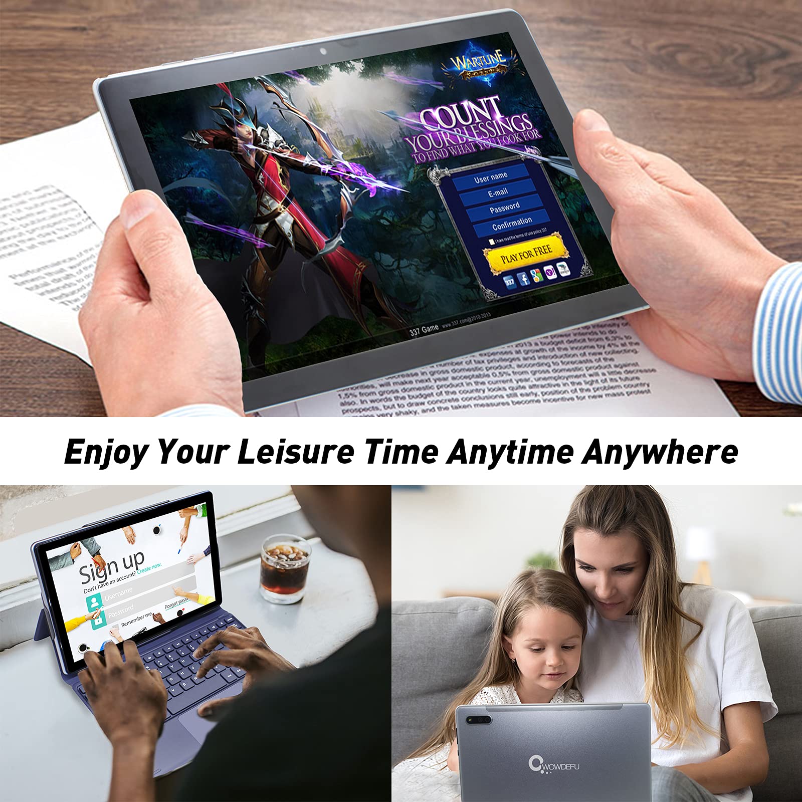 10 inch Tablet with Keyboard,4G LTE Android 10 Tablet Octa-core Processor,1920x1200 Full FHD,4GB RAM 64GB ROM,2 in 1 Tablet with Stylus Pen,5G WiFi Tablet with Case and Stand,5+8MP Dual Camera,GPS