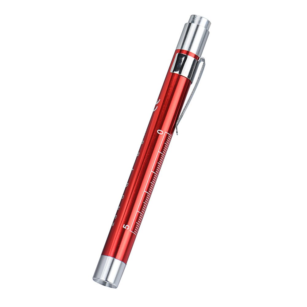 Gonwan Pen Light Led Penlight Lighting Mini Size Bright Dazzling Effect Anodized Reusable Portable Bright Clear Light Medical Pen Light for Nurses Doctors, Red, 13.5cm(L)x1.2cm(Dia)( approx)