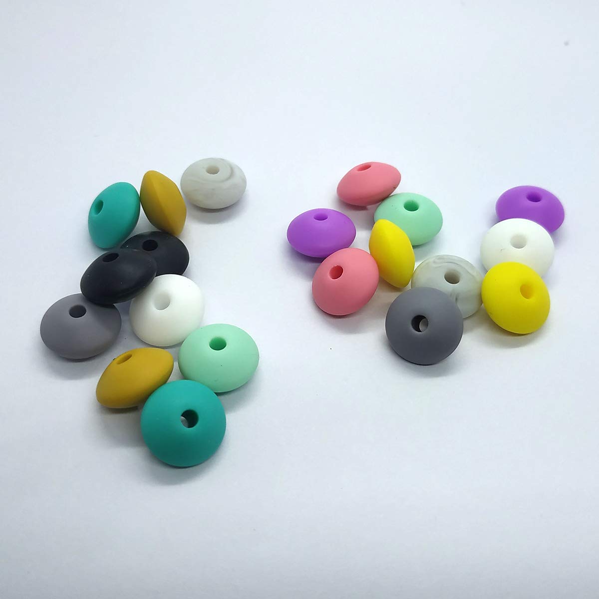 100pcs Silicone Abacus Pearl Beads Accessory 12mm Silicone Pearl Abacus Beads Flat Shape Mom Care DIY Beaded Necklace Making