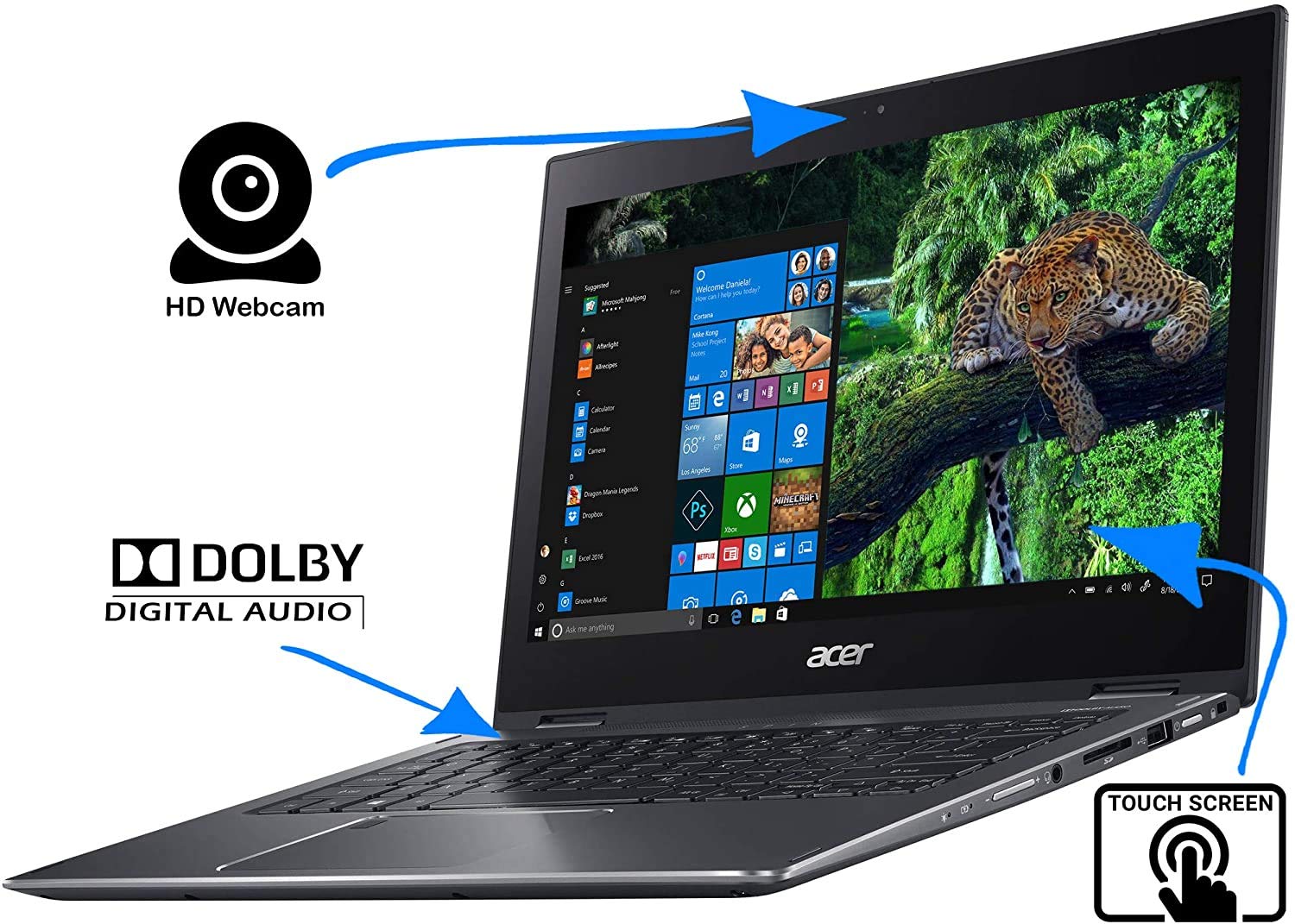 acer Spin 5 13.3" FHD Touch Screen 2-in-1 Laptop with Intel Quad Core i7-8565U Processor up to 4.60 GHz, 16GB Memory, 512GB SSD, Backlit Keyboard, and Rechargeable Active Stylus Included