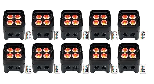 10 Rockville Best PAR 50 Battery Par Can Wash Up-Lights w/Wireless DMX+RGBWA+UV