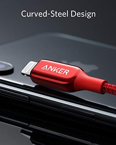 Anker Powerline+ III Lightning to USB A Cable, (6ft MFi Certified), USB Charging/Sync Lightning Cord Compatible with iPhone 11/Xs/XR/X/8/AirPods, iPad and More (Red)