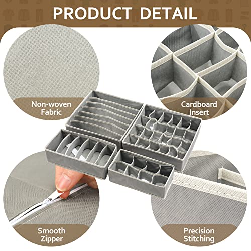 16 Pieces Closet Underwear Organizer Drawer Divider Foldable Bra Organizers Cabinet Clothes Socks Drawer Organizer Storage Box Baskets for Underwear, Bras, Socks, Ties and Towels
