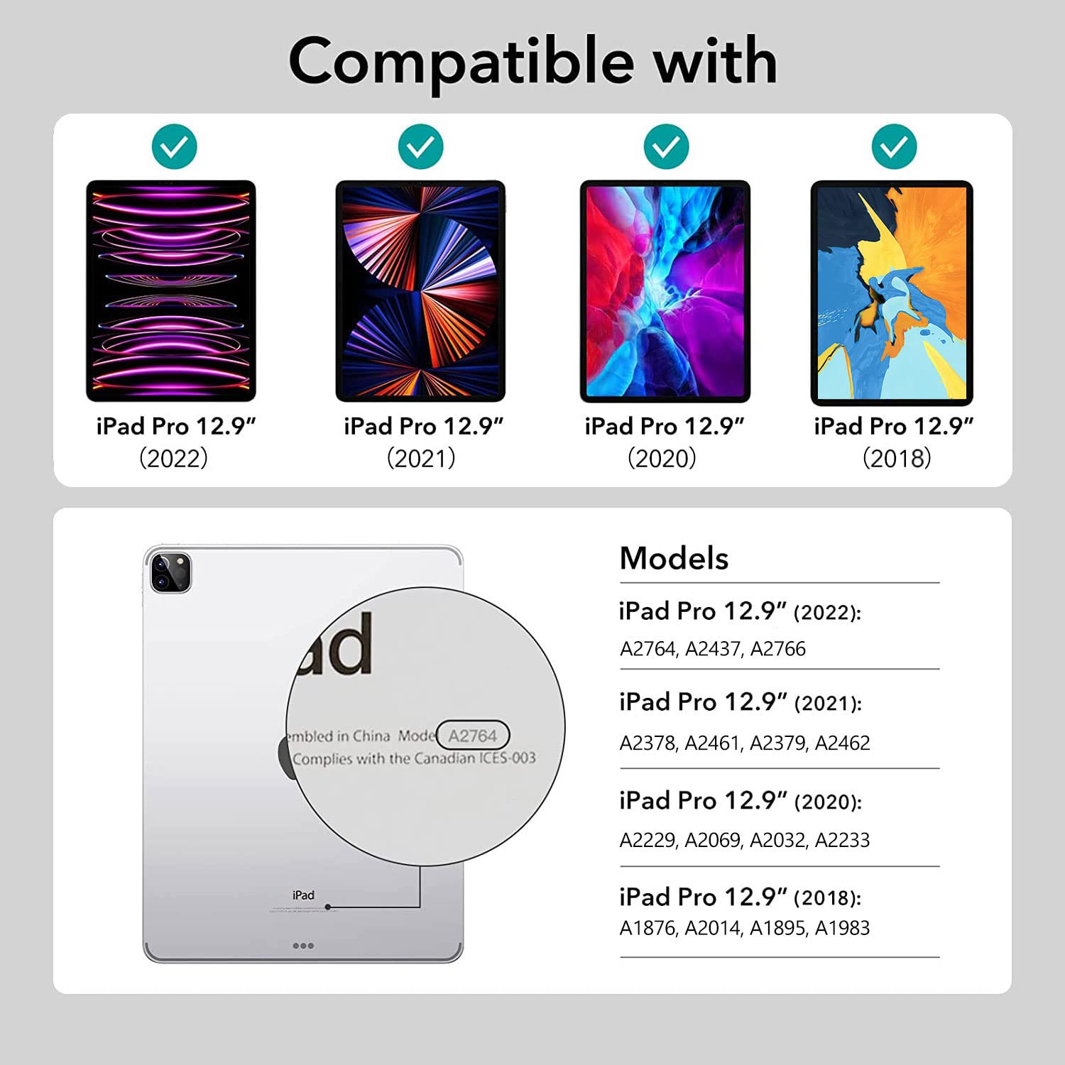 Hi Space for iPad Pro 12.9 Case 2022 2021 2020 2018 6th 5th 4th 3rd Gen with Pencil Holder, Frosted Colorful Leaf Trifold Stand Protective Shockproof Cover Auto Sleep Wake