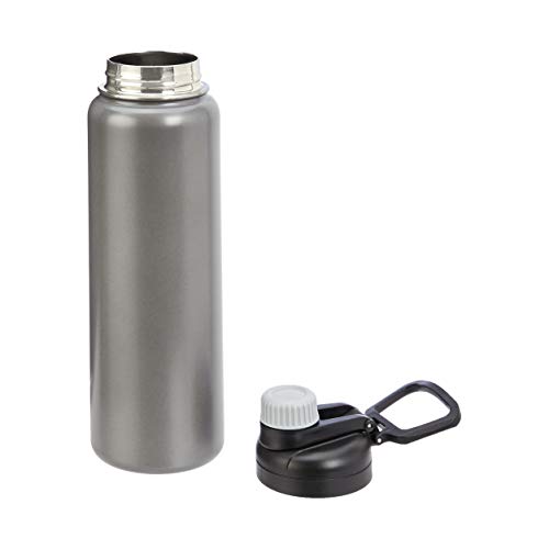 Amazon Basics Stainless Steel Insulated Water Bottle with Spout Lid β 30-Ounce, Grey