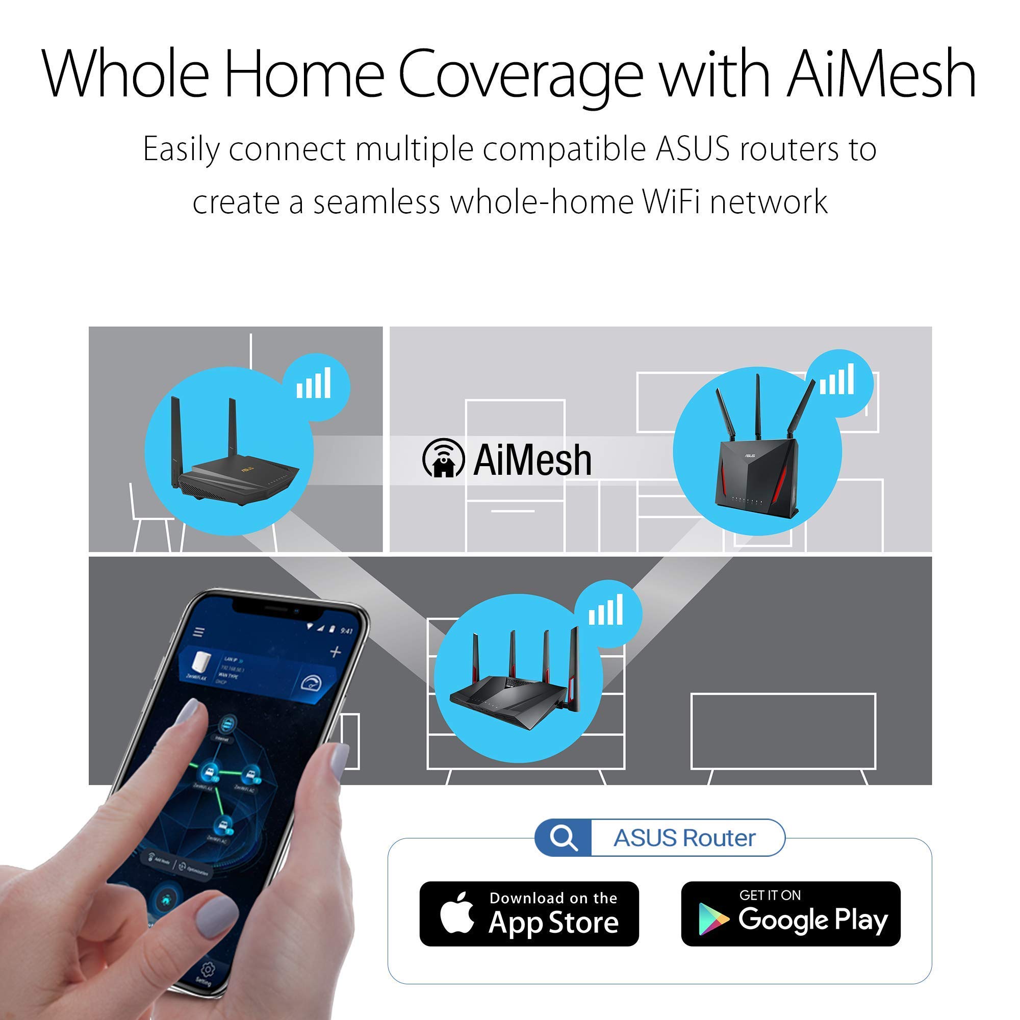 ASUS RT-AX55 AX1800 Dual Band WiFi 6 Gigabit Router, 802.11ax, Lifetime Internet Security, Parental Control, Mesh WiFi Support, MU-MIMO, OFDMA, 4 Gigabit LAN Ports, Beamforming (Renewed)