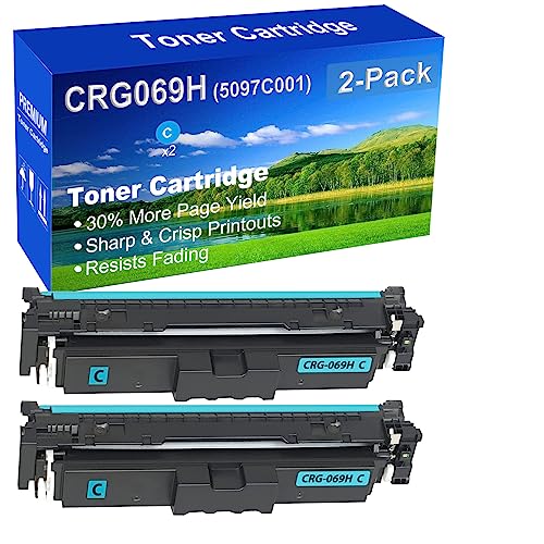 2-Pack (Cyan) Compatible High Yield CRG-069H CRG069H (5097C001) Laser Printer Toner Cartridge Used for Canon MF753Cdw MF751Cdw LBP674Cdw LBP673Cdw LBP674Cx MF752Cdw MF756Cx Printer