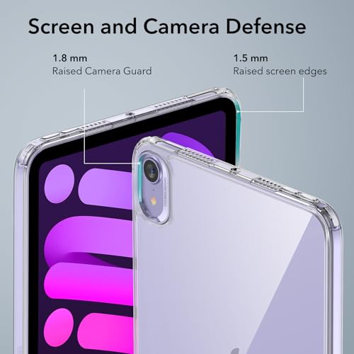 ESR for iPad Mini 7 A17 Pro Case, iPad Mini 7th/6th Generation Case (2024/2021), Slim and Light, Shock and Drop Protection, Yellowing Resistant, Hard Back, Supports Pencil Pro & Pencil(USB-C), Clear