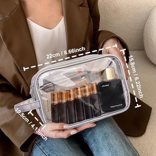 Lermende Clear Makeup Bag, 2 Layer, Water-Resistant, Large, Portable, Transparent, Travel, Women and Girl
