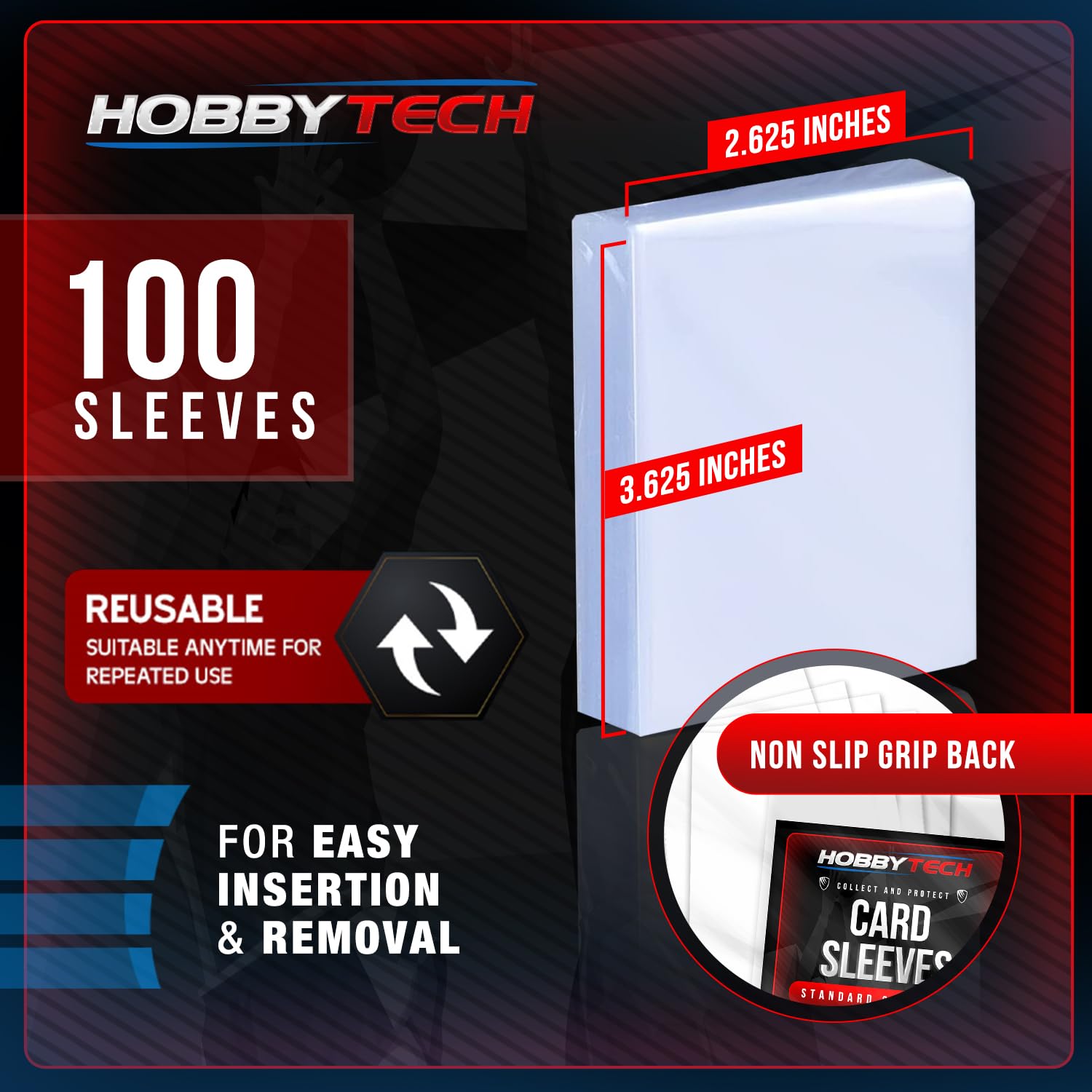 100 Pcs Standard Size Card Sleeves - Premium Penny Sleeves for Sports Cards, TCG, MTG - Protect Your Collectibles with HOBBYTECH (1 Pack)