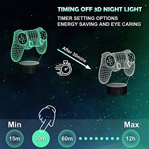 Ammonite 3D Gamepad Illusion Lamp, Game Controller Night Light with Remote Control and Timing Function 16 Color Changing Gaming Room Decor Best Gamer Gift