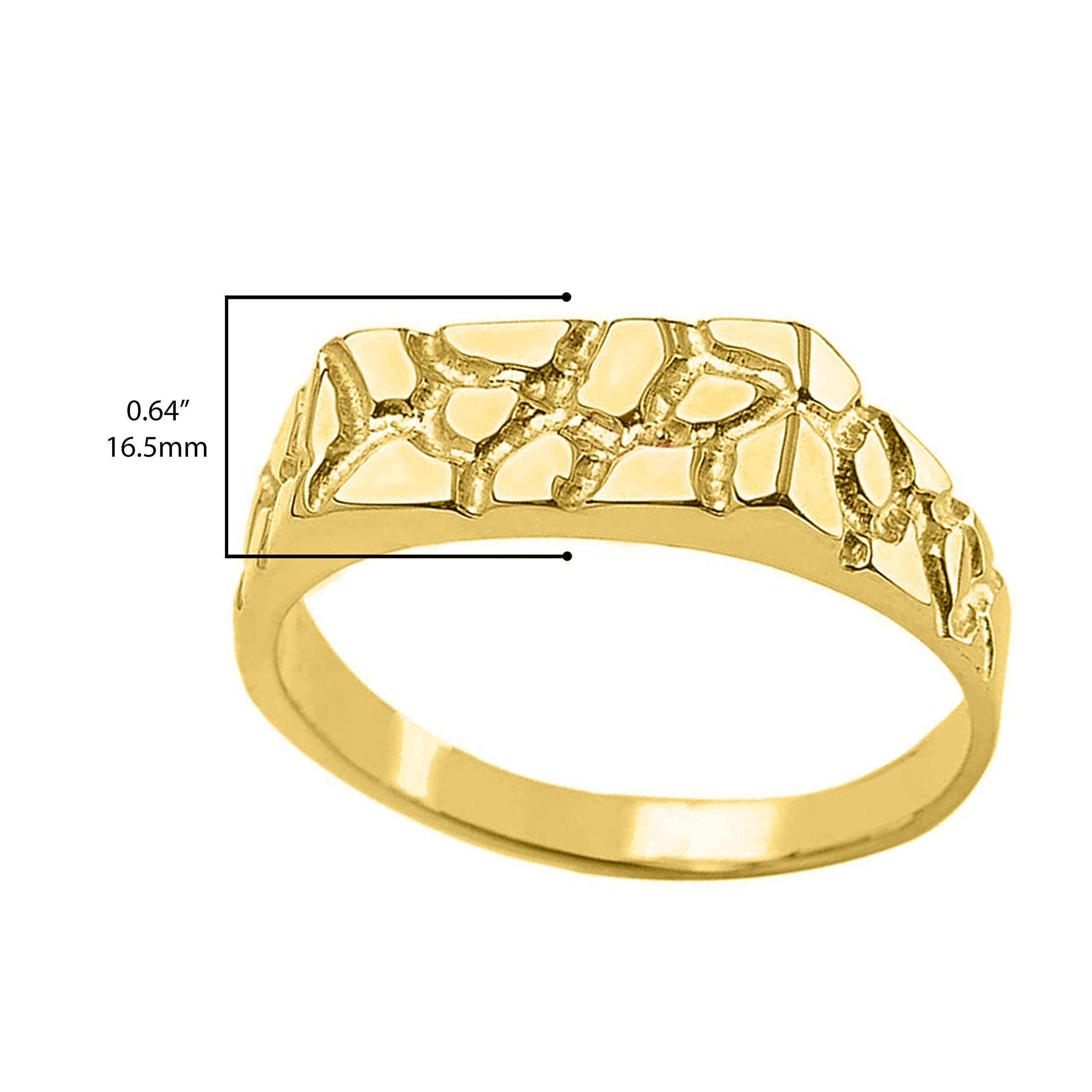 10K Yellow Gold Nugget Style Flat Signet Band or Pinky Ring - Size 7