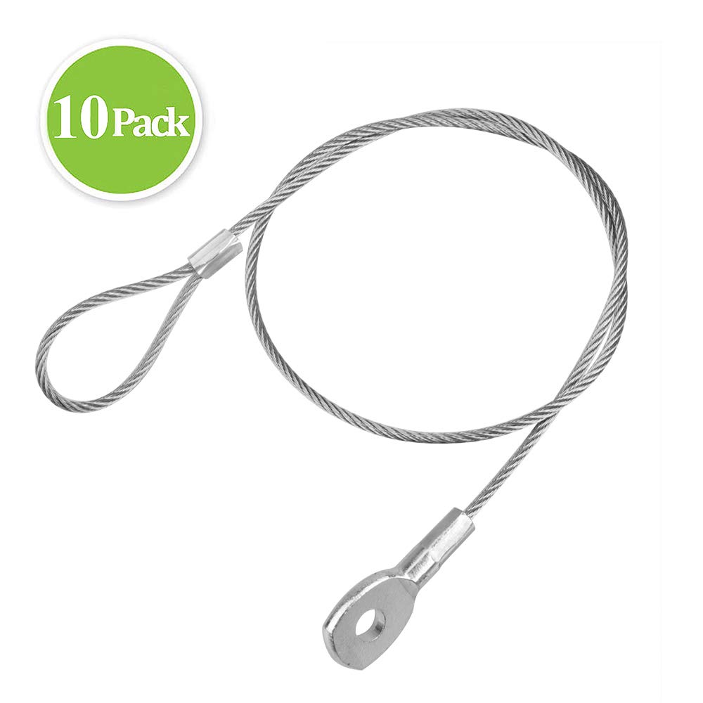 10 PCS 24" Braided Stainless Steel Security Cable Max.Load 165lb Luggage Lock Safety Locking Cables, Eyelet 5/16"