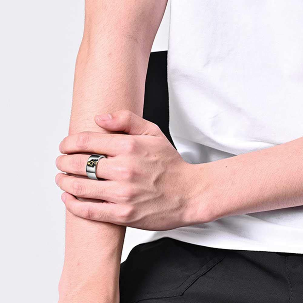 10mm Stainless Steel Gothic Skull Death Halloween Cocktail Party Biker Statement Ring (Silver Gold, 13)