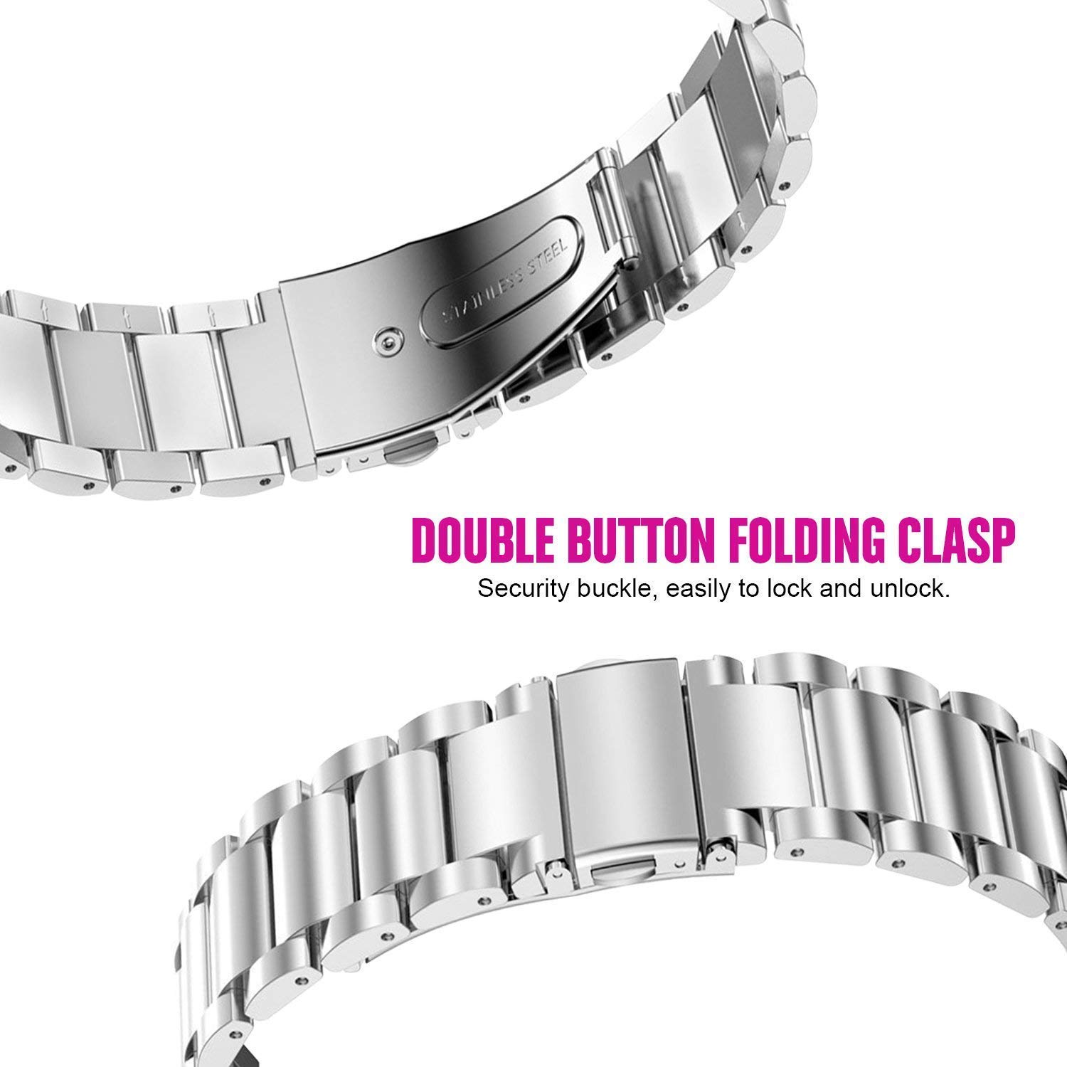 200Pcs Blueshaw Compatible for Movado 2.0 Smartwatch Band, Quick Release Stainless Steel Metal Replacement Straps for Movado Connect 2.0 Smartwatch 40mm (Silver)