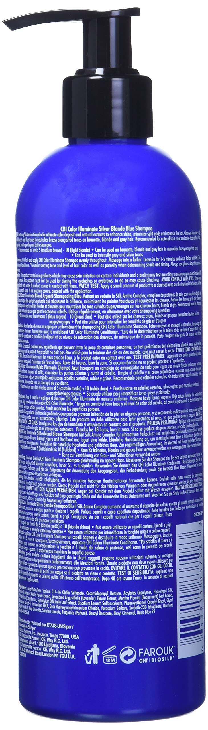 CHI Color Illuminate Shampoo, Provides Balanced Color Replenishment Between Salon Services, Sulfate, Paraben, & Cruelty-Free, Silver Blonde, 12 Oz