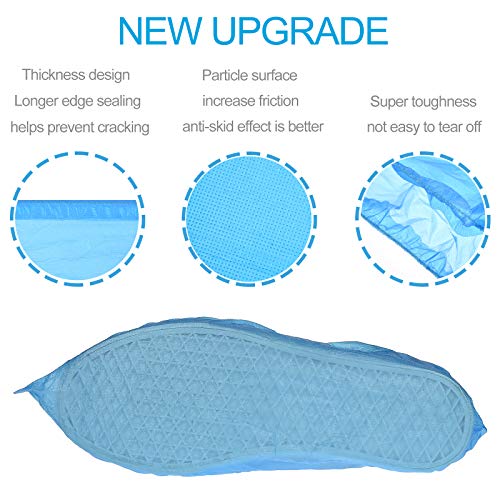 100 PCS(50 Pairs)Shoe Covers Disposable, Green Convenience, Recyclable, Boot Cover, Waterproof, Non slip, Dust proof, One Size Fit All, Durable CPE Material, Blue, Protect Your Shoes, Floor, Carpet