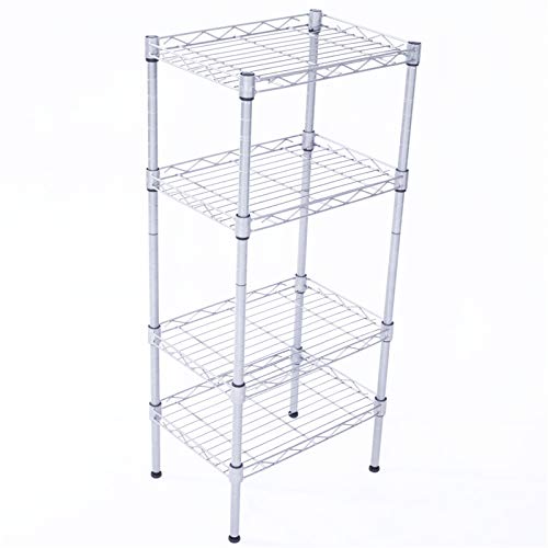 4-Wire Shelving Silver Gray Metal Storage Rack Height Adjustable Shelves, Heavy Duty Commercial Grade Steel Utility Layer Shelf Rack Organizer for Restaurant, Pantry, Kitchen Garage, 13.8"x9.8"x31.5"