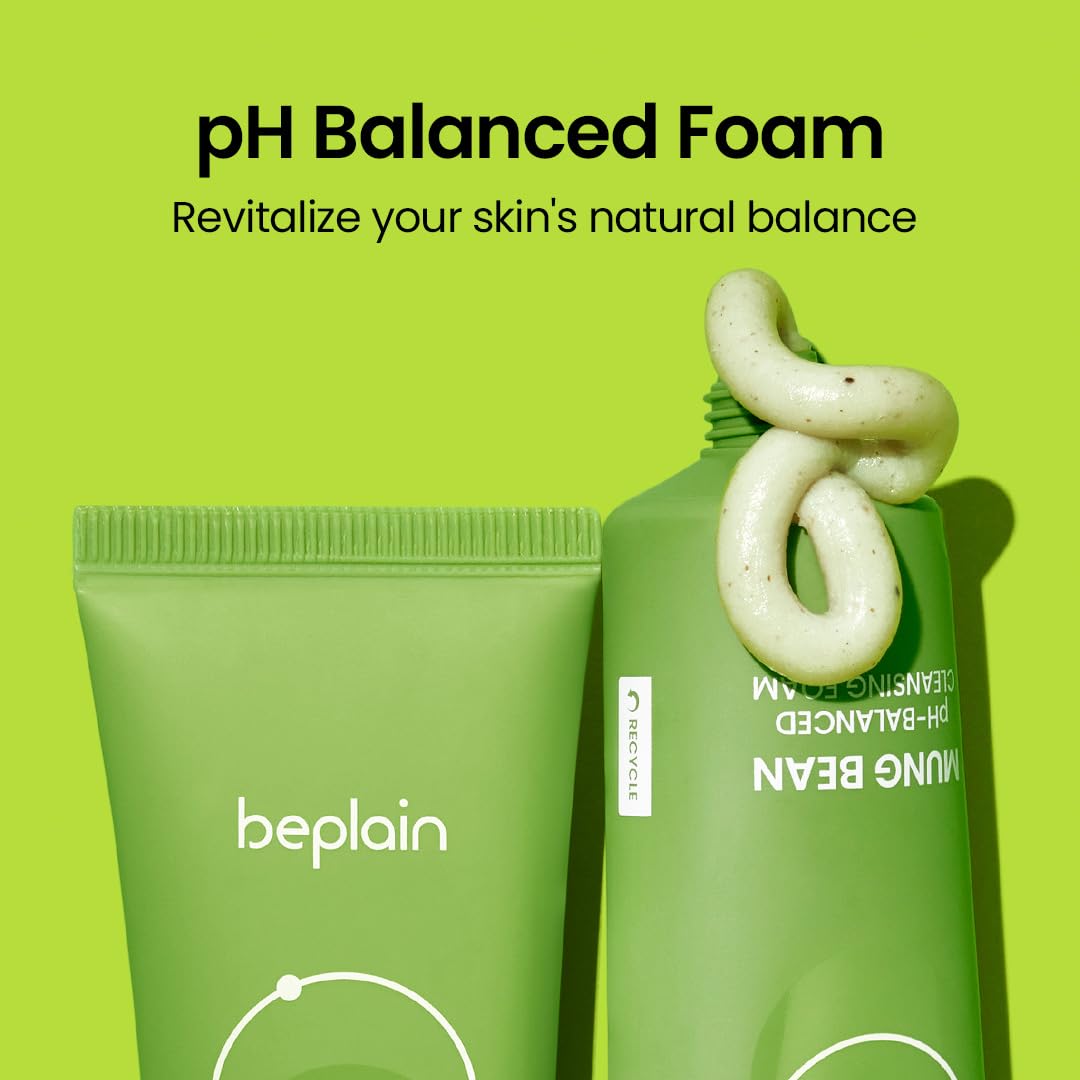 beplain Greenful pH-Balanced Face Wash 5.4 fl oz (160ml) | Gentle Scent-free Natural Face Wash | Face Wash for Acne prone, oily and sensitive skin | Korean Face Wash | k-beauty