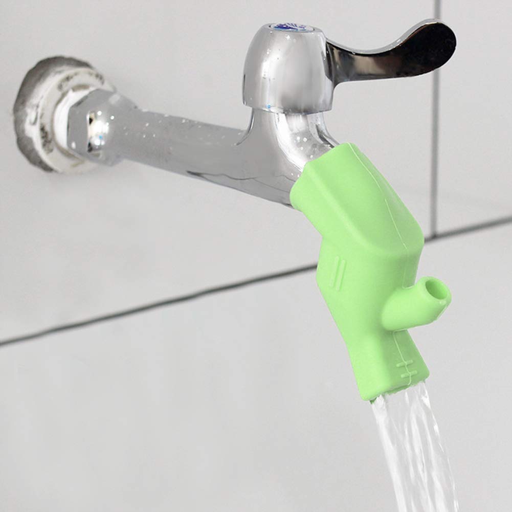 Alvinlite Faucet Extender for Toddlers,Silicone Sink Extender Cute Faucet Cover Kids Hand Wash Helper Water Spout Extender for Bathroom Sink Kitchen Counter(Green)