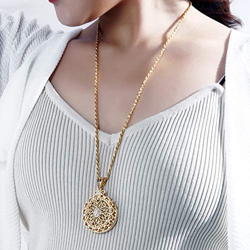 2.5X Folding Magnifier, Sliding Top Rotating Pendant Necklace Hanging Long Sweater Chain Reading Stamps Magnifying with Neckerchief