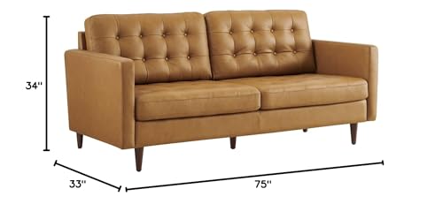 Modway Exalt Tufted Vegan Leather Sofa, Tan