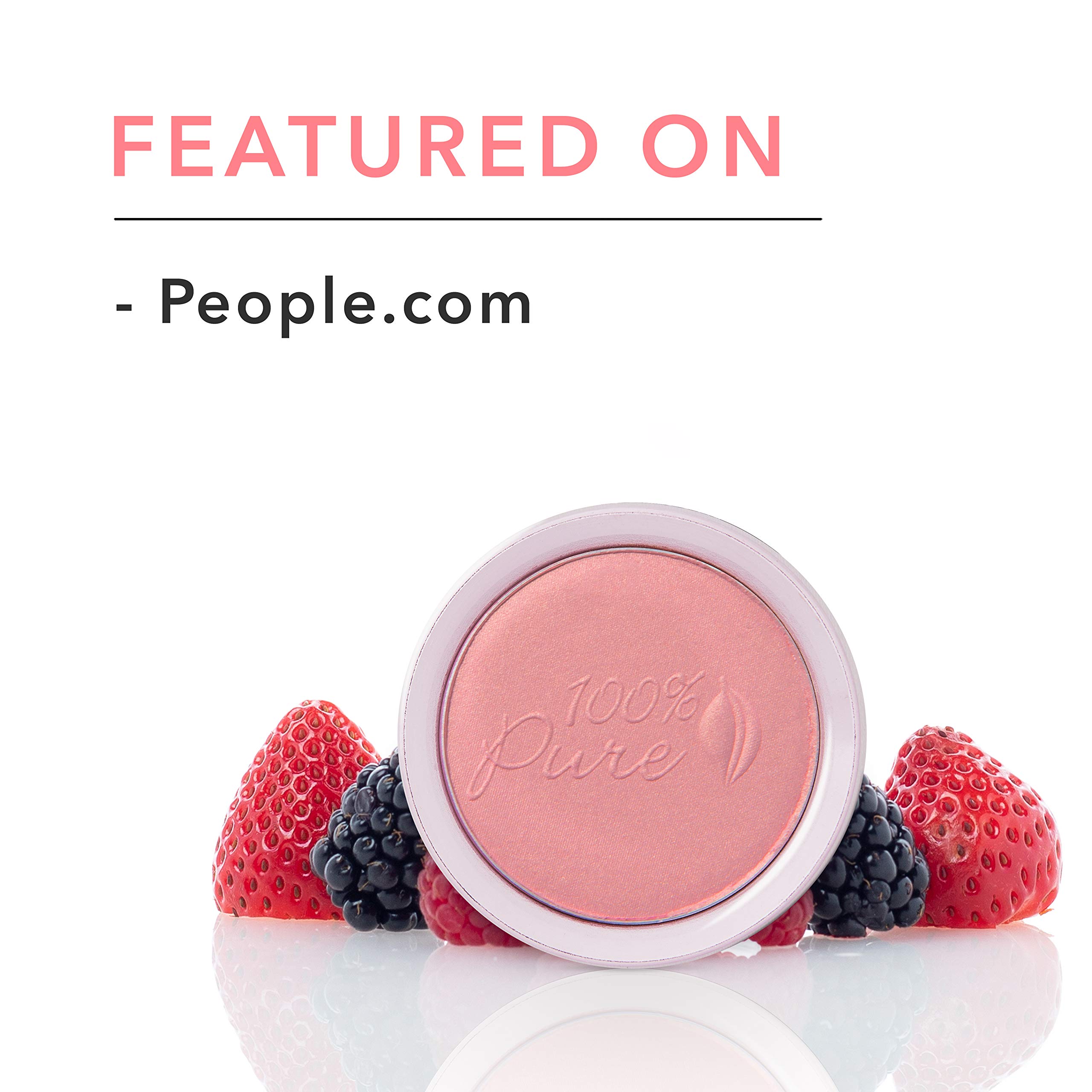 100% PURE Powder Blush (Fruit Pigmented), Chiffon, Soft Shimmery Finish, Nourishes Skin w/Rosehip Oil, Cocoa Butter, Natural Makeup (Soft Pink) - 1.81 oz